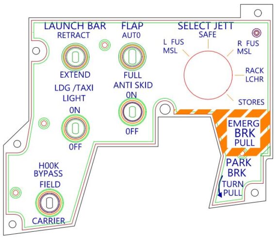 F18 (Replica) LIGHT BRAKE PANEL - JaHeLi Simulator
